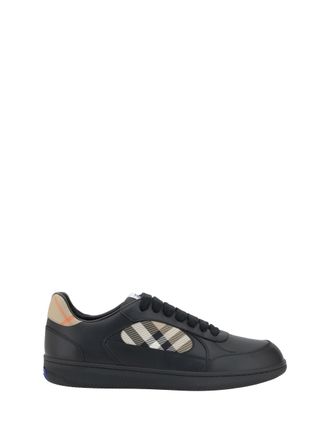 Burberry Mens Leather Sneakers Black-Sand Upper Calf Trainers Black/sand
