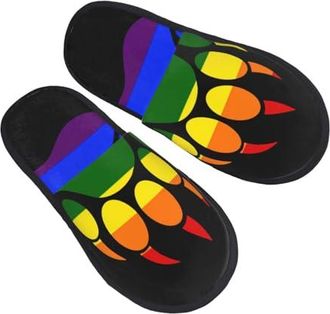 Generic Pantoufle Maison Drapeau De La Fiert&eacute; Lgbt Avec Patte DOurs Hiver Chaussures Chaudes Antid&eacute;rapantes Hiver Pantoufles Doux Chaussons Maison Pour Salon 