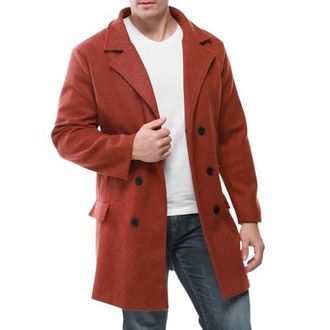 Generic Trench-coat &agrave; double boutonnage pour homme Coupe ajust&eacute;e Classique Automne Hiver, rouge vin, 3XL