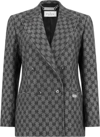 Philipp Plein Femme, Vestes, Noir, Taille: 44 FR Blazer Crois&eacute; Coupe Dame Monogram