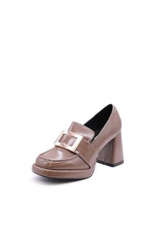 Queen Helena Mocassins &agrave; Talon Haut pour Femme ZM9549 Kaki, 38 EU