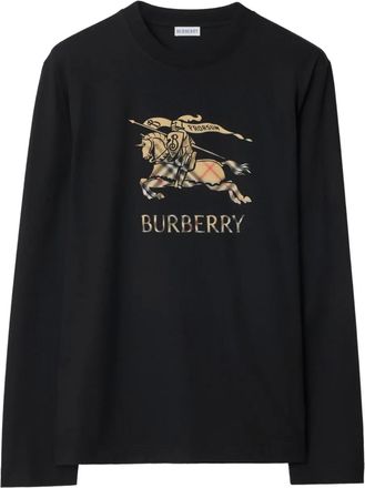 Burberry Langärmeliges T-Shirt mit Ritteremblem - Schwarz