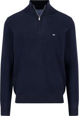 Fynch-Hatton Moderner Troyer aus Reiner Baumwolle mit Reißverschluss Navy/L Pull-Over, Bleu Marine, L Homme