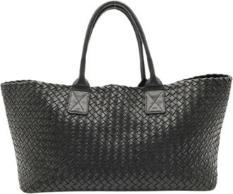 Bottega Veneta Sac cabas en cuir Intrecciato Pre-owned - Femme - Pre-owned - Noir - Taille: ONE Size