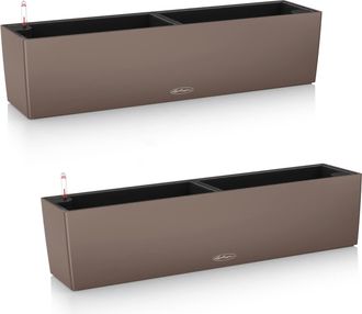 Lechuza Balconera Color 80 Selbstbewässernder Übertopf für den Innen- und Außenbereich, Blumenkasten mit Drainageloch und Pflanzsubstrat, Polyresin, H19 L80 B
