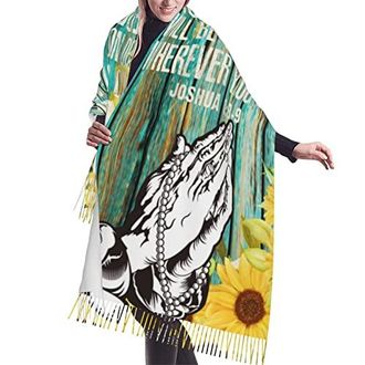 Generic Frange Tournesol Sois Fort Et Courageux Écriture Ité Religieux Inspirant Josué 1 8 9 Mains Jointes Wraps Foulards Confortable Étole Châle De Femme Dou