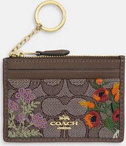 Coach Mini Skinny Ausweish&uuml;lle Aus Signature-Jacquard Mit Blumenstickerei