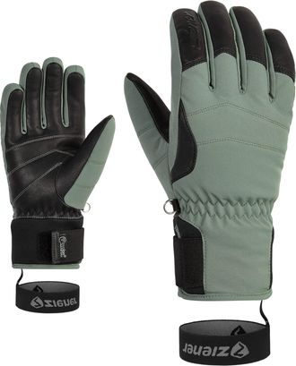 Ziener Damen Kale Ski-Handschuhe/Wintersport | wasserdicht extra warm Wolle, green mud, 6,5