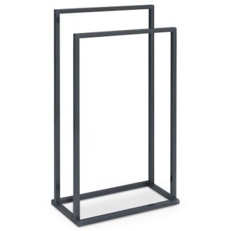 IDIMEX Handtuchhalter MAILO mit 2 Stangen, Grau - Handtuchst&auml;nder aus Metall, Badetuchhalter freistehend und platzsparend, ohne Bohren, modern