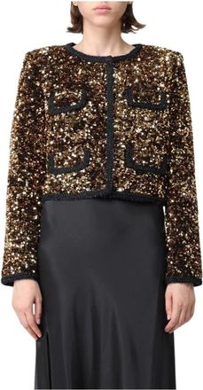 Self Portrait Veste &agrave; Sequins Dor&eacute;s - Femme - Vestes - Jaune - Taille: 36 FR