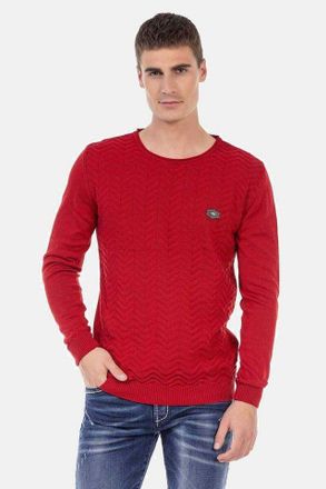 Cipo & Baxx Rundhalspullover Pullover (1-tlg) mit Zopfmuster, CP240