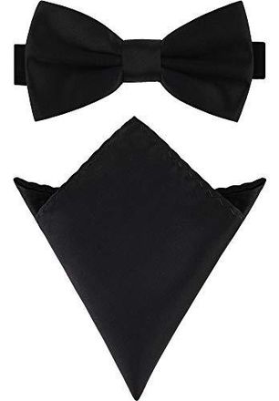 Ladeheid Ensemble Noeud Papillon & Pochette Costume Homme M/P (12cm x 6cm, 22cm x 22cm, Noir)
