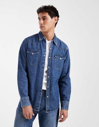 Levi's Barstow - Western-Jeanshemd in Mittelblau