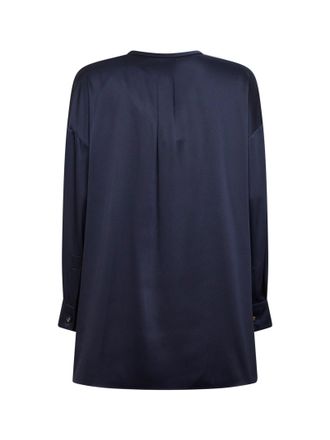 Giorgio Armani Womens Shirt Tunic Silk Blue