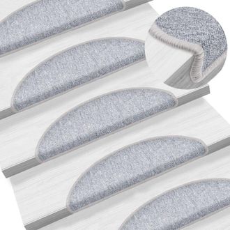 vidaXL Tapis descalier 15 pcs Gris clair 56x17x3 cm Vidaxl
