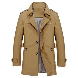 Generic Veste en coton &agrave; simple boutonnage pour homme - Coupe-vent - Col crant&eacute; - Trench d&eacute;contract&eacute; - Pour homme, kaki, 3XL
