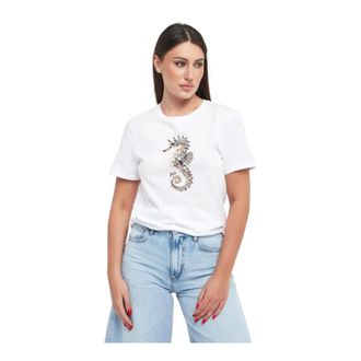 Liu Jo Femme, Tops, Blanc, Taille: 36 FR T-shirt Hippocampe
