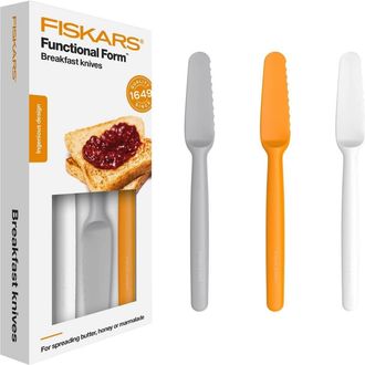 Fiskars Frühstücksmesser-Set, 3-teilig, Kunststoff, Weiß/Orange/Grau, Functional Form, 1016121, Gemischter Satz Von Farben