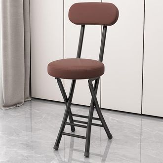 Generic Tragbarer, klappbarer Lederhocker mit R&uuml;cken- und Fu&szlig;st&uuml;tze - gepolsterter Barstuhl -, leicht, ideal f&uuml;r Outdoor-Aktivit&auml;ten, Camping und Zuhause