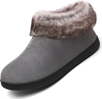 Mishansha Herren Damen Warme Hausschuhe Wildleder Gefüttert Pantoffeln Hausschuhe Plüsch Bequeme Kunstpelz Winterschuhe Futter Warm 43 EU