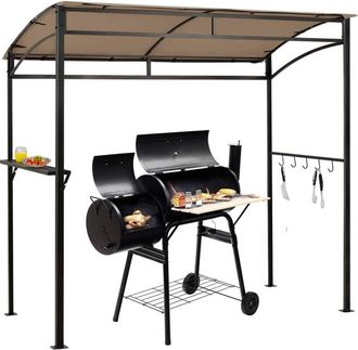 Costway Costway - Tonnelle Barbecue Exterieur de 216 cm Cadre en M&eacute;tal Imperm&eacute;able, Abri Barbecue avec &Eacute;tag&egrave;re de Service et Crochets de Rangement, Belv&eacute;d&egrave;re