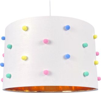 Relaxdays H&auml;ngelampe Kinderzimmer, Bommeln, HxD: 130 x 35 cm, Pendellampe f&uuml;r M&auml;dchen & Junge, Kinderlampe, wei&szlig;/bunt