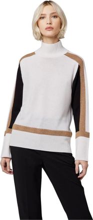 Alpha Studio Femme, Pulls, Blanc, Taille: 40 FR Graphic Block Turtleneck