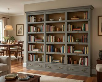 Ridgevalley home24 Regalwand Massivholz Pinie, lackiert R&uuml;ck-, Seitenw&auml;nde & Einlegeb&ouml;den: MDF Mitteldichte Holzfaserplatte, lackiert Grau/Granit/Pinie Honig 311