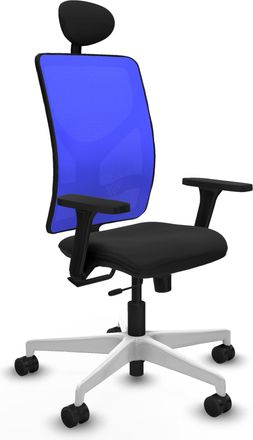 Piqueras y Crespo 24-Stunden-Stuhl, mit 3D-Armen, h&ouml;henverstellbarer Lendenwirbelst&uuml;tze und festem Kopfteil, ausgestattet mit Syncro/Traslack und Schneideschaum, Blau/S