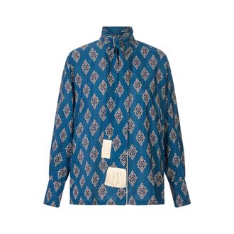 F.R.S. For Restless Sleepers Camicia Tethis - Krawattenmuster Krepp - - Blouses & Shirts - Damen - Blau - M