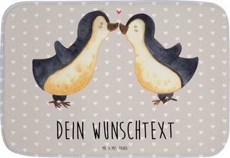 Mr. & Mrs. Panda Personalisierte Badematte Pinguin Liebe - Geschenke, Duschvorlage, Freundin, Hochzeitstag, Geschenk, Badtextilien, Badvorleger Design Mit Gravur, Ruts