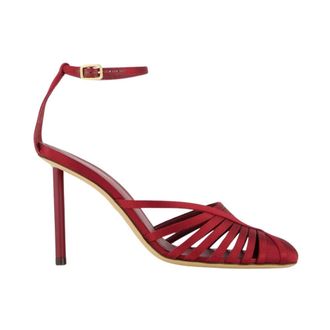 Ferragamo Vintage Rote Satin High-Heel Sandalen - - Shoes - Damen - Rot - 38 1/2 EU