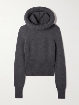 Alaia Pull À Capuche En Laine - Gris