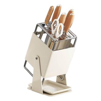 Generic Kutterblockhalter - 9-fach Organizer St&auml;nder mit Abflussscheibe, 30-Grad-Drehmesserst&auml;nder, Kompakte Arbeitsplatte, Werkzeugveranstalter, Platzsparend