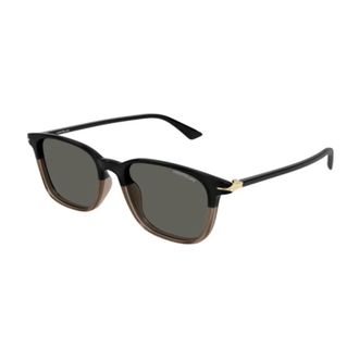 Montblanc Quadratische Rahmen Unisex-Sonnenbrille in Schwarz/Grau - - Accessories - Herren - Schwarzk - 52 MM