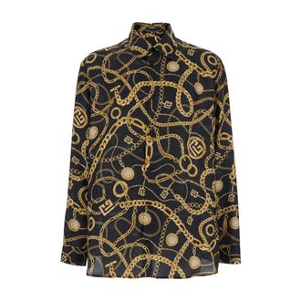 Balmain Bedrucktes Seidenhemd mit Cha&icirc;nes-Muster - - Shirts - Herren - Mehrfarbig - M