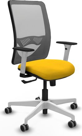 Piqueras y Crespo Schreibtischstuhl aus Stoff Zulema mit wei&szlig;en und schwarzen Armlehnen, h&ouml;henverstellbare Lendenwirbelst&uuml;tze, ausgestattet mit 3 Positionen und Schneid