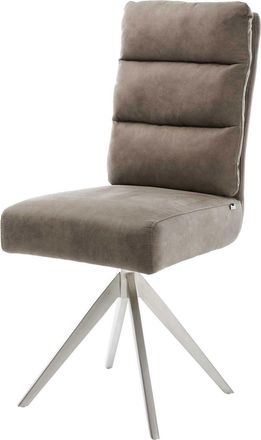 DELIFE Polsterstuhl Pela-Flex Kreuzgestell kantig Edelstahl Mikrofaser Taupe Vintage Taschenfederkern