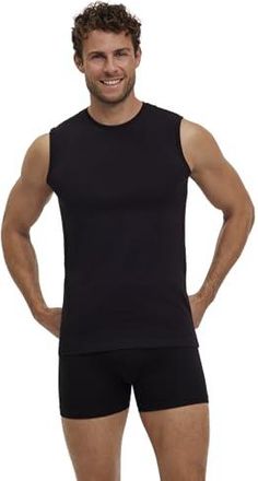 Falke Daily Comfort Multipack Muscle Shirt M S/l Sh coton respirant 2 pi&egrave;ces, Sous-v&ecirc;tement Homme, Noir Black 3000, XL
