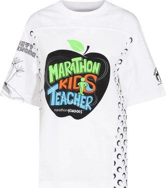 Marine Serre t-shirt à imprimé graphique - Blanc