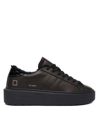 D.A.T.E. Sneakers Hill Low Fur Platform W431-HPF-MN Schwarz