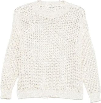 PANICALE Panicale, Femme, Pulls, Blanc, Taille: 40 FR Pull Ras du Cou en Maille Ajour&eacute;e