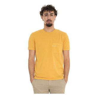 Fay Stone Washed T-Shirt mit Kurzen &Auml;rmeln und Tasche - - Tops - Herren - Gelb - 3XL