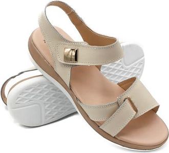 Zerimar Sandales d&eacute;t&eacute; en cuir naturel pour femmes - Sandales confortables pour femmes avec semelle en caoutchouc antid&eacute;rapante - Sandales durables pour femmes