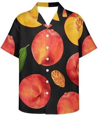Keephen TangoDS Past&egrave;que/P&ecirc;che/Pomme Impression 3D Hawaiian Chemise pour Femmes Hommes Col Revers Manches Courtes Boutonn&eacute;e Chemises F&ecirc;te Aloha Chemises