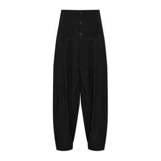 Yohji Yamamoto Wool Gabardine High Waist Tuck Pants - - Trousers - Herren - Schwarzk - M