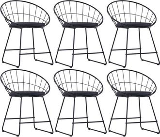 vidaXL Esszimmerstühle mit Kunstledersitzen 6 Stk. Schwarz Stahl Vidaxl