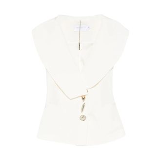 Simona Corsellini Sculpted-Button Shawl-Lapel Waistcoat - - Blouses & Shirts - Damen - Beige - XS