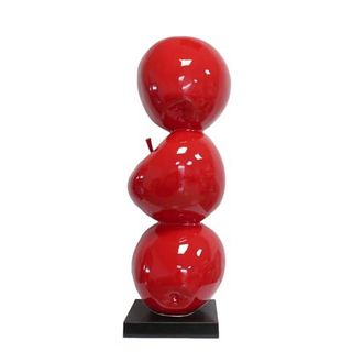 Gilde Skulptur Apple aus Kunstharz und Marmor - gl&auml;nzend - rot - H&ouml;he 110cm x Durchmesser 36cm - Deko&auml;pfel
