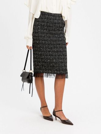 Twinset Jupe midi crayon en tweed avec fente arri&egrave;re